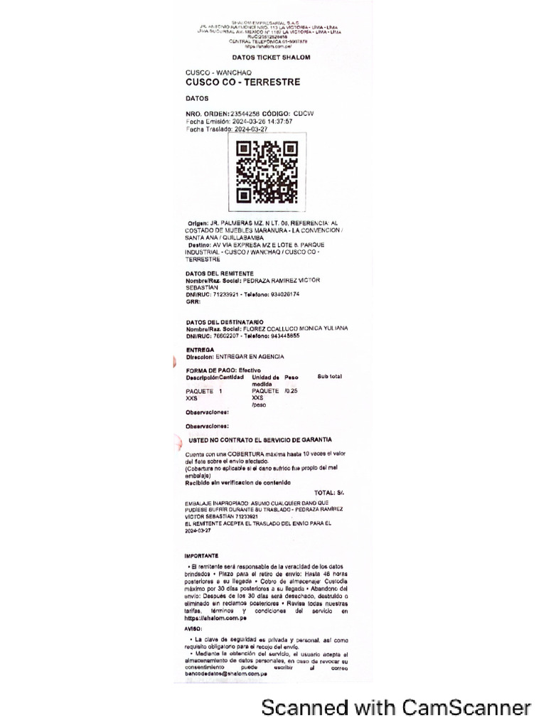Boleta de envío | PDF