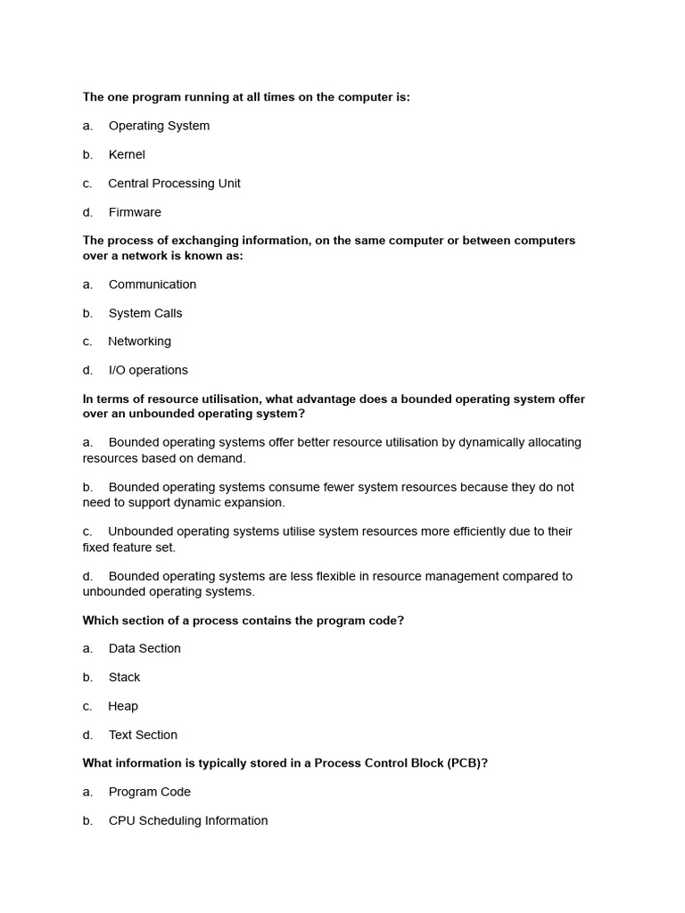 Question Bank | PDF | Process (Computing) | Scheduling (Computing)