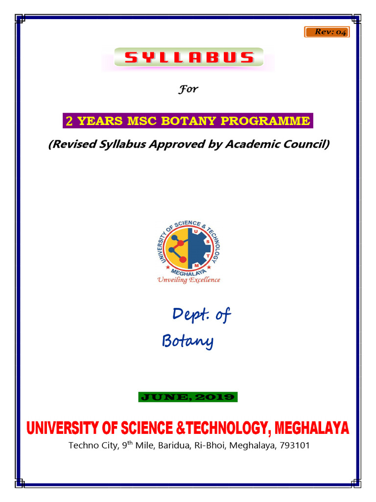 M.Sc Botany Curriculum Overview 2019 | PDF | Gene | Heredity