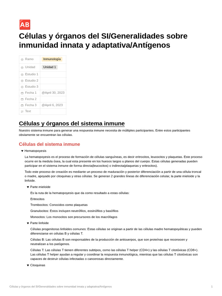 Células y Órganos Del SI/Generalidades Sobre Inmunidad Innata y Adaptativa/antígenos | PDF ...