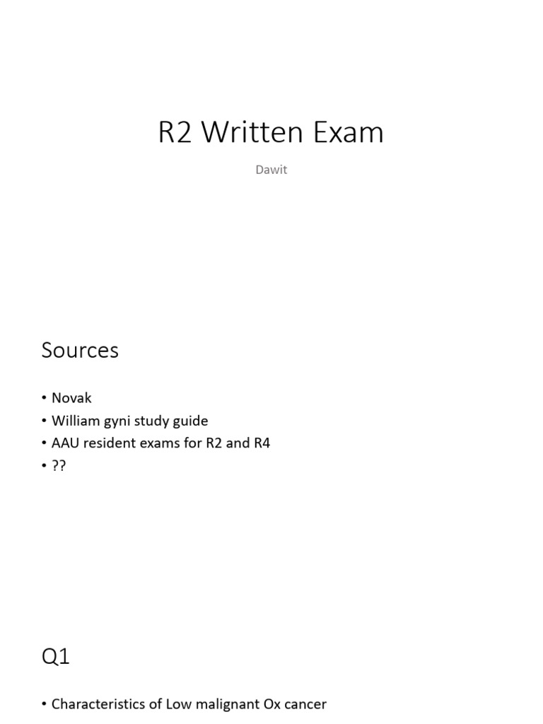 R2 Written Exam-1 (2) | PDF | Pregnancy | Medical Specialties