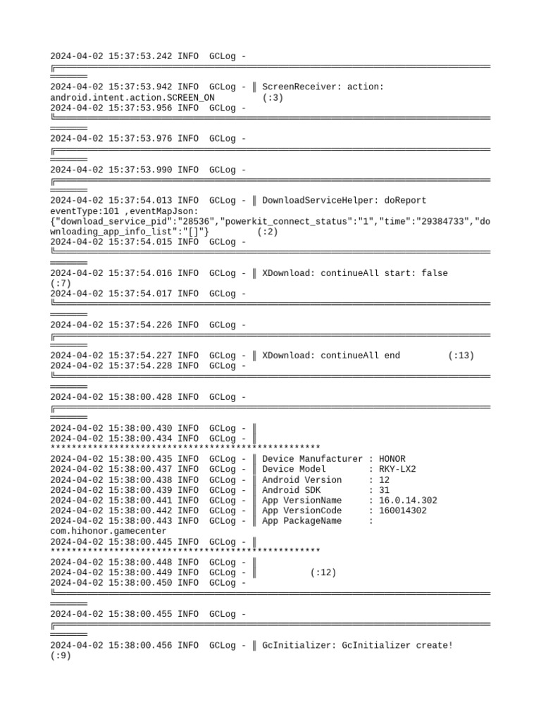 Honor GameCenter Log Details | PDF | Embedded Linux Distributions | Mobile Linux