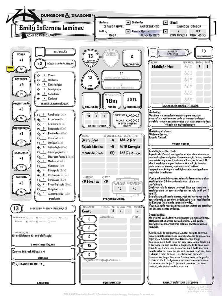 Ficha Da Emily | PDF