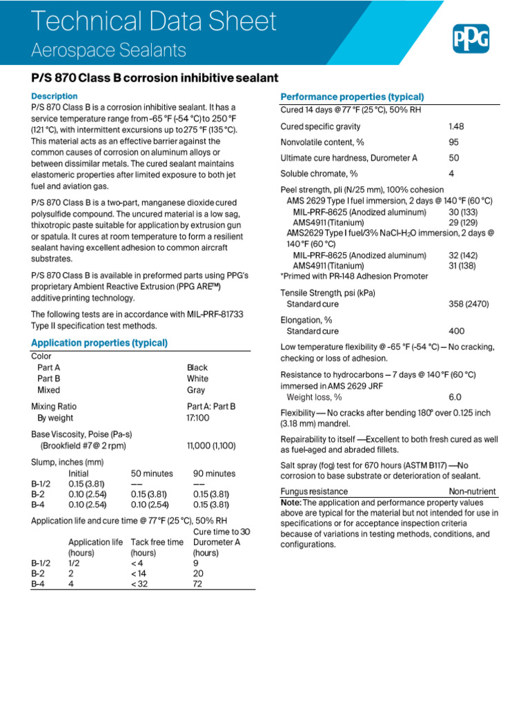Ps 870 Class B Tds 03 - 24 | PDF