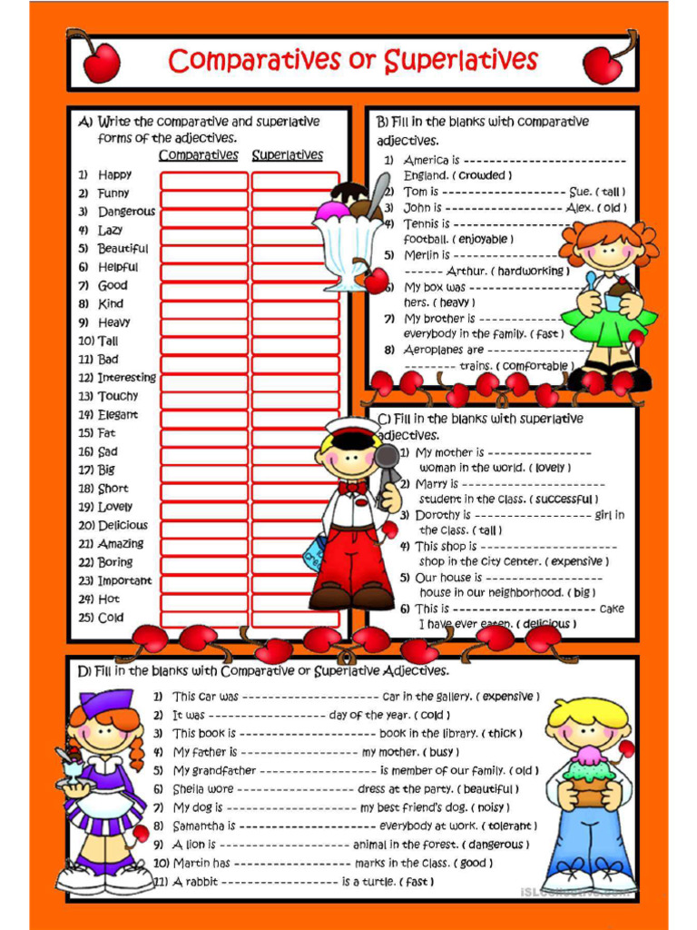 Comparative and Superlative Homework | PDF