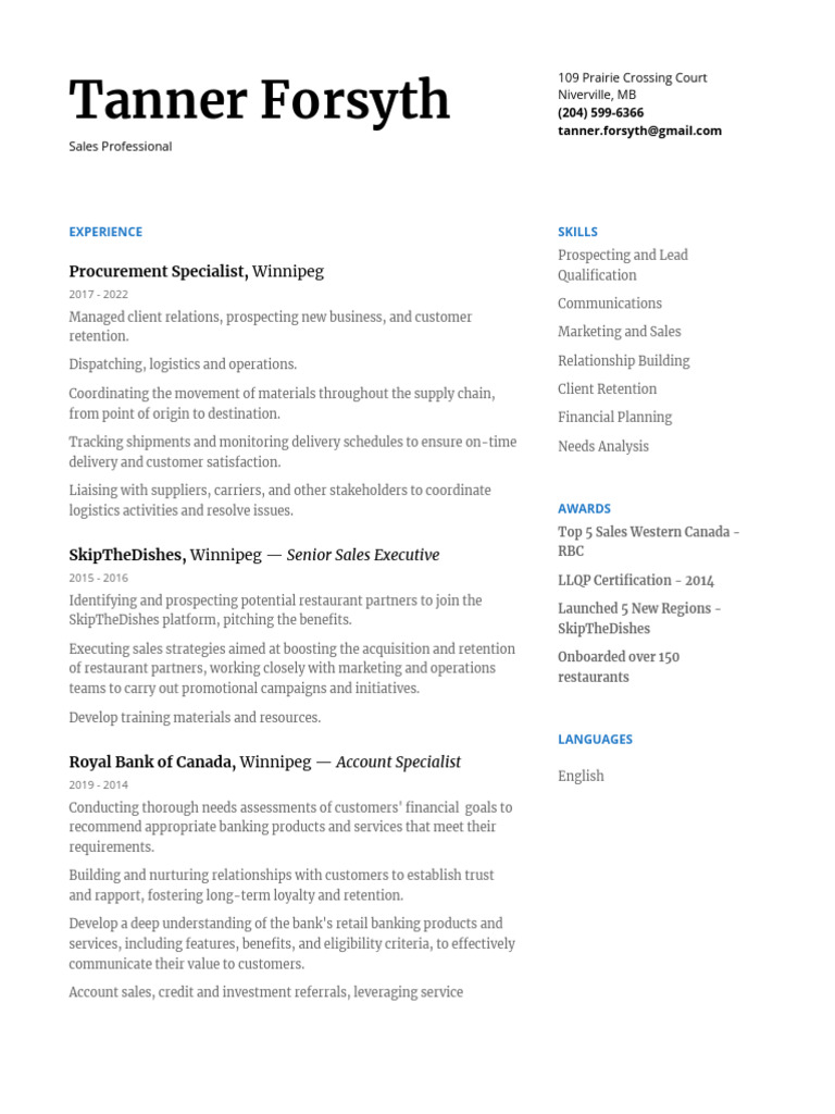 Tanner Forsyth 2024 | PDF | Sales | Supply Chain