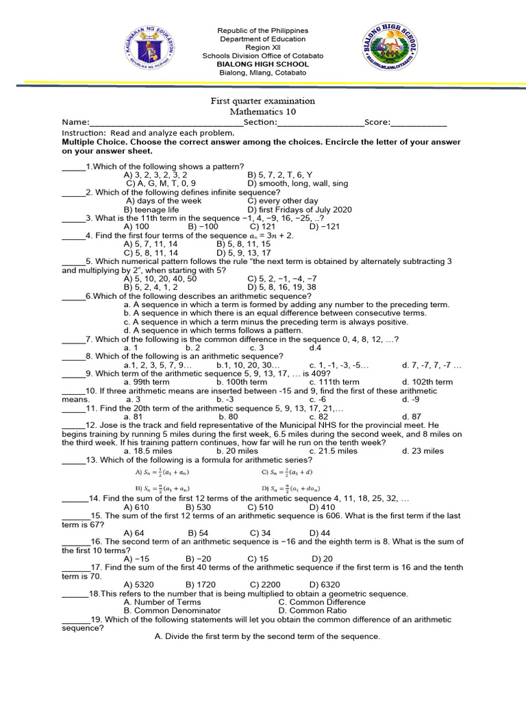 G10 MATH | PDF | Numbers | Mathematical Concepts