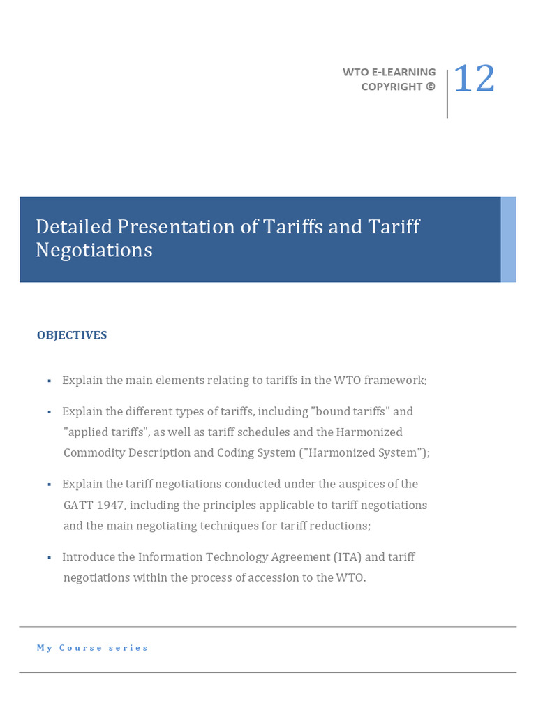 Detailed Presentaion of Tariffs and Tariff Negotiations | PDF