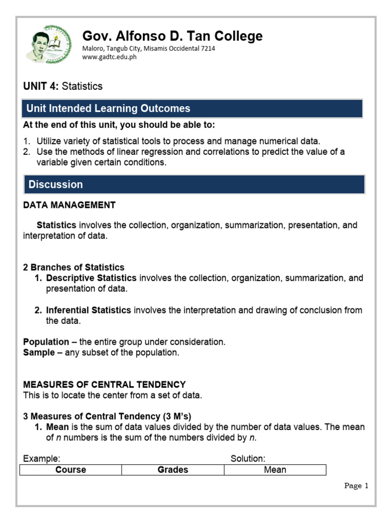 GE MODMAT Unit 4 Statistics 1 | PDF | Statistics | Standard Score
