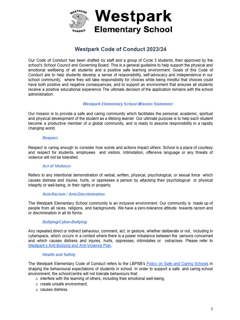 Code Conduct | PDF | Cyberbullying | Bullying
