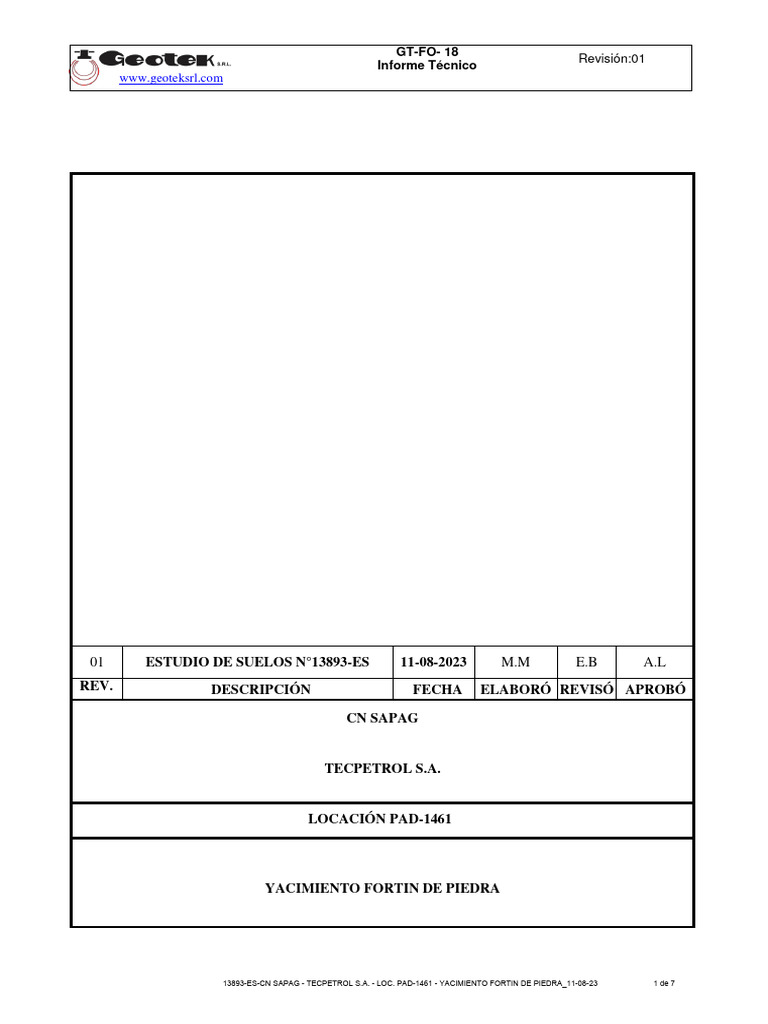 CN Sapag - Pad-1461 - Ensayo SPT - Fortin de Piedra - 11-08-2023 | PDF ...