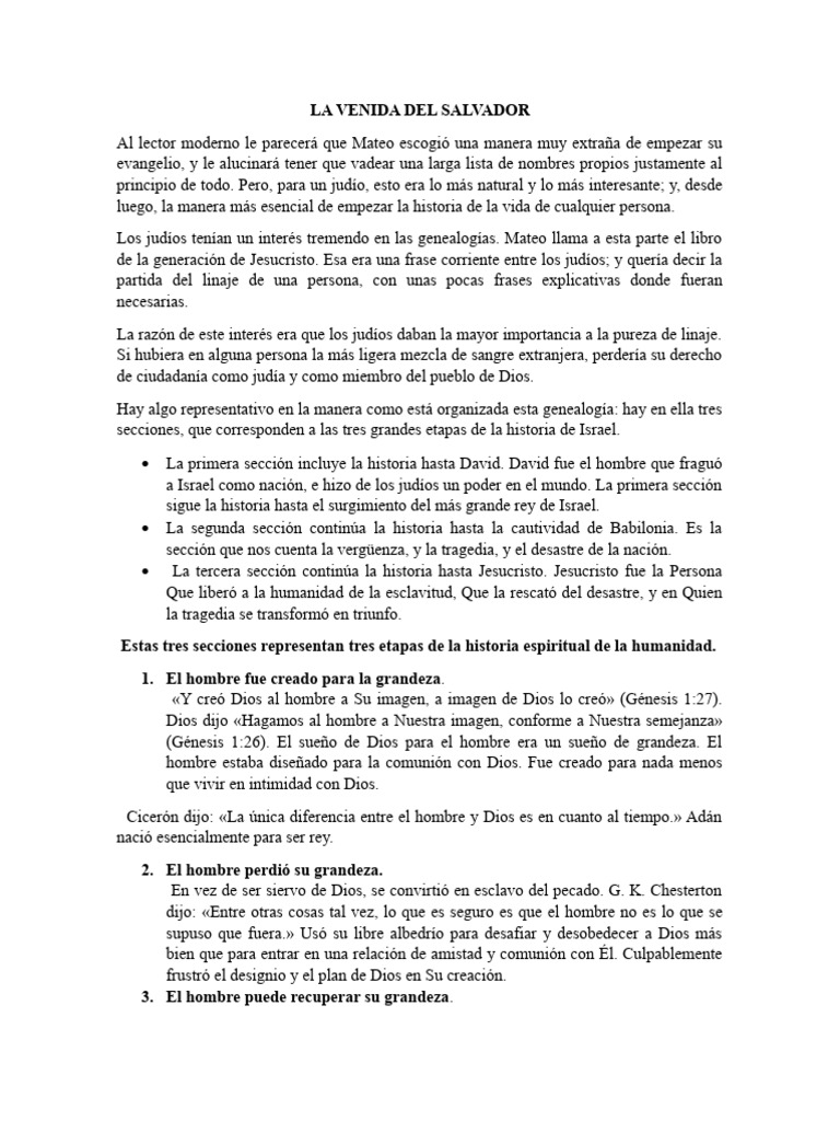 La Venida Del Salvador | PDF | Jesús | Evangelio de Mateo La Venida Del Salvador | PDF | Jesús | Evangelio de Mateo