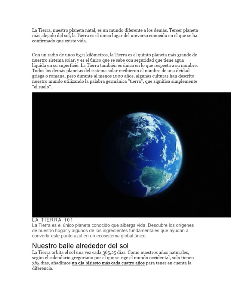 La Tierra: Nuestro Planeta Único | PDF | Tierra | Atmósfera