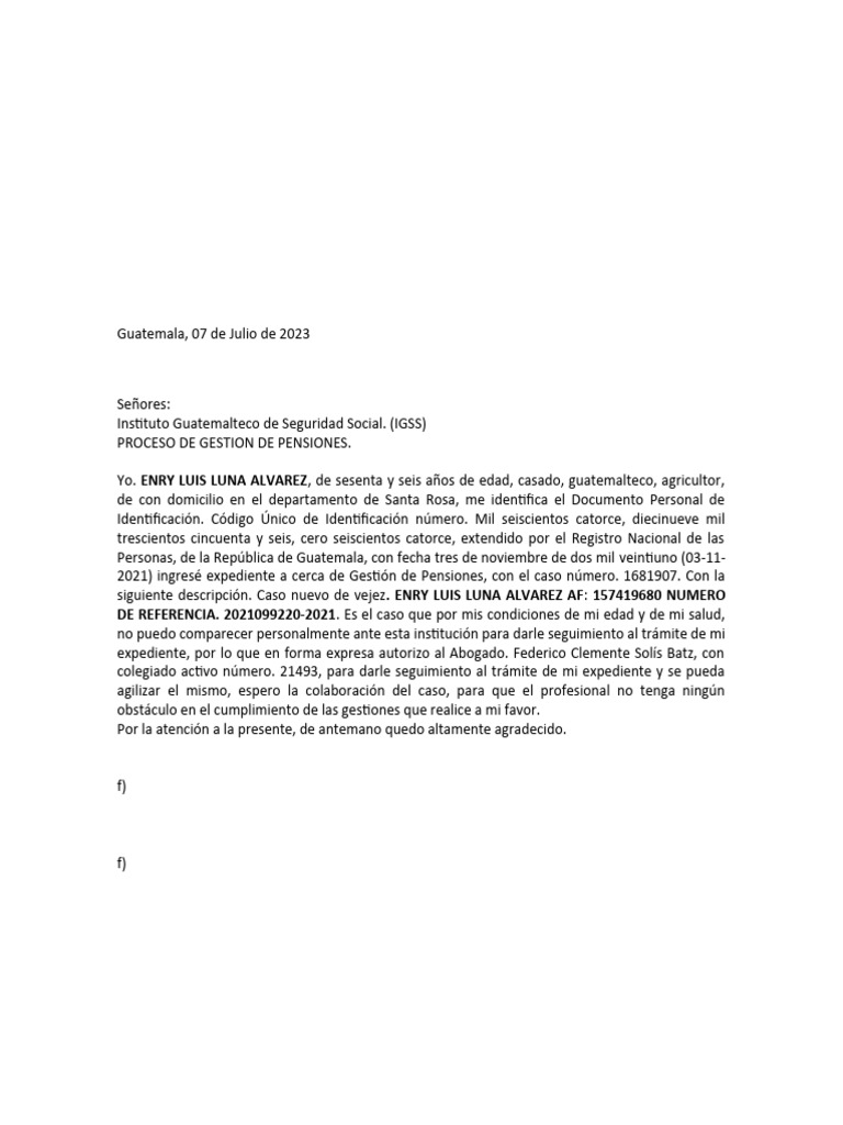 Carta Igss Prestaciones Laborales Pdf