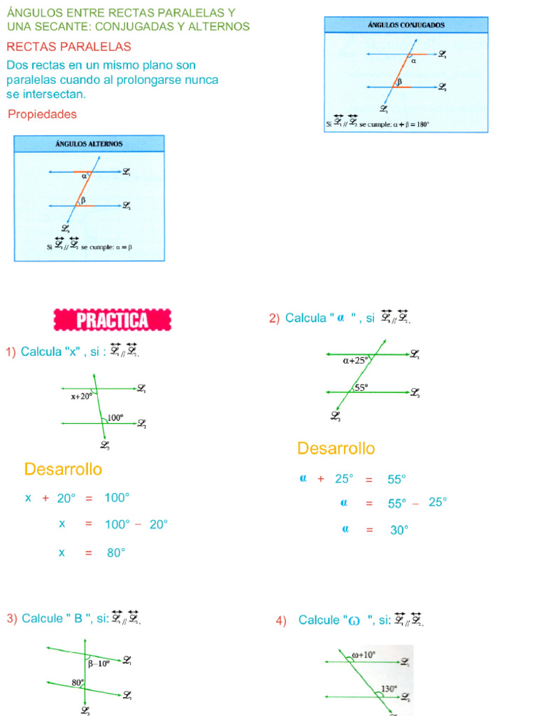 Ángulos Entre Rectas Paralelas y Una Secante | PDF