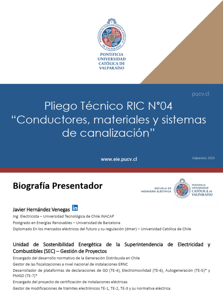 Ric 04 - Pucv | PDF | Conductor electrico | Tubería (transporte de fluidos)