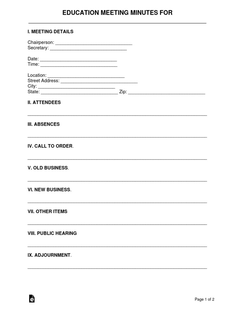 Education Meeting Minutes Template | PDF