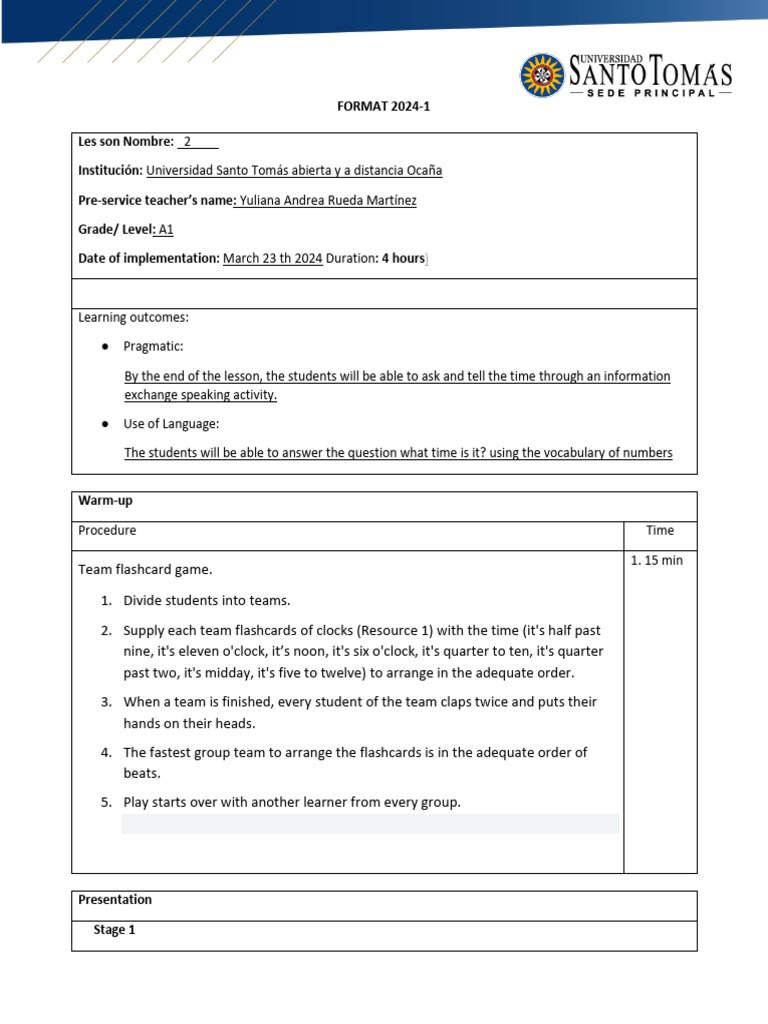 2 WHAT TIME IS IT LESSON PLAN | PDF | Learning | Human Communication