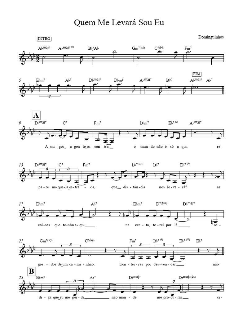 Cifras de "Quem Me Levará Sou Eu" | PDF | Formas musicais | Composições ...