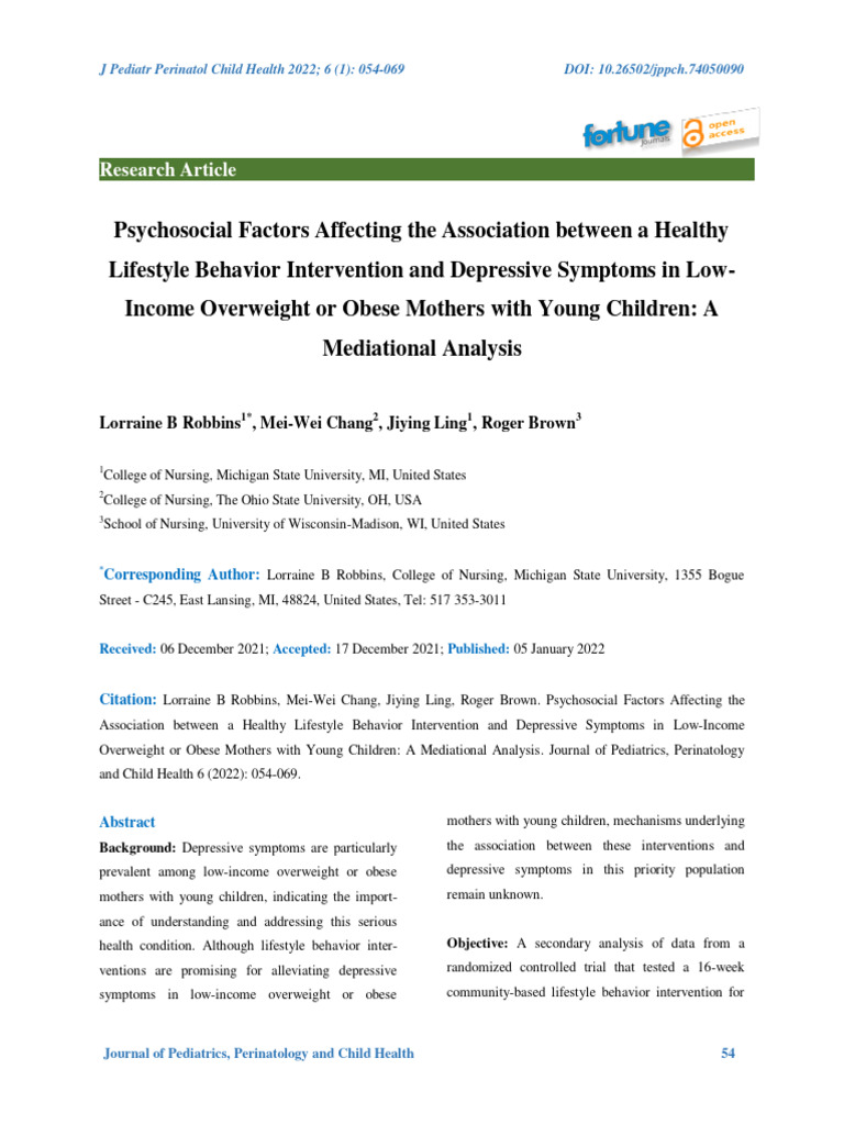 Psychosocial Factors in Maternal Depression | PDF | Obesity | Survey ...