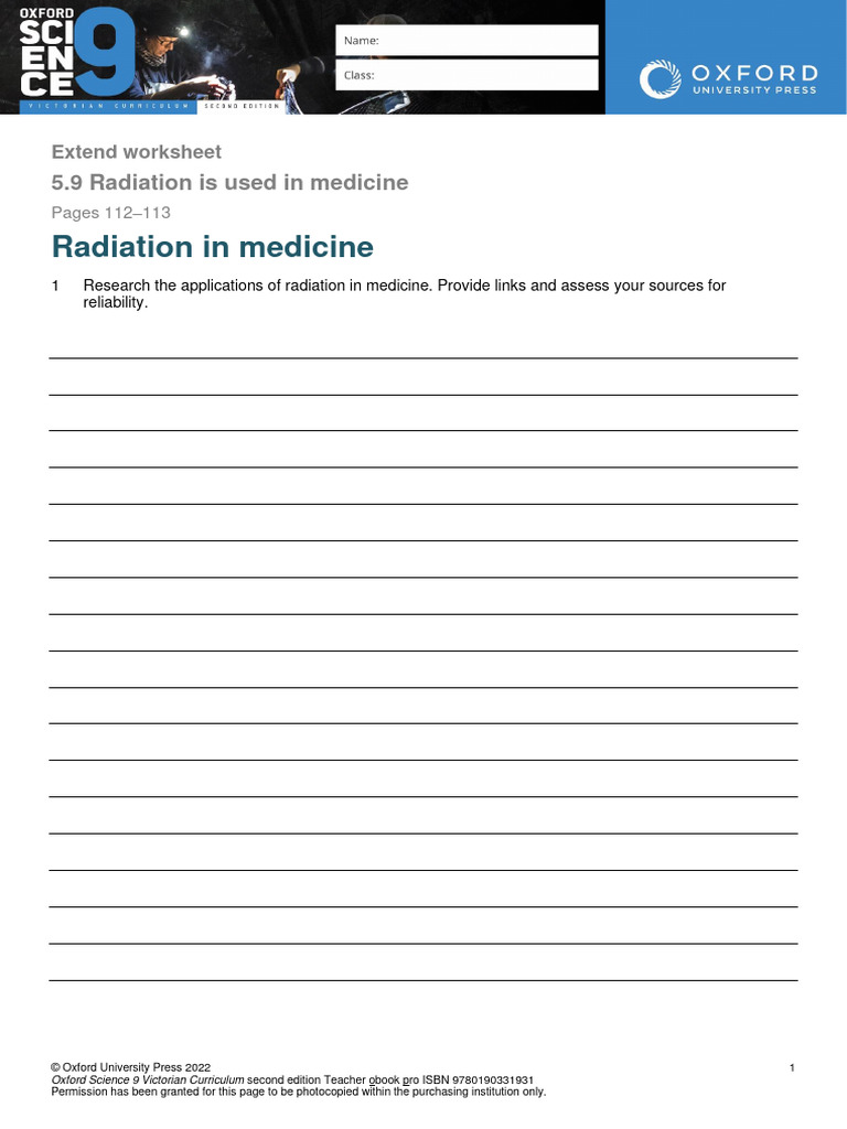 Radiation in Medicine Extension Questions | PDF