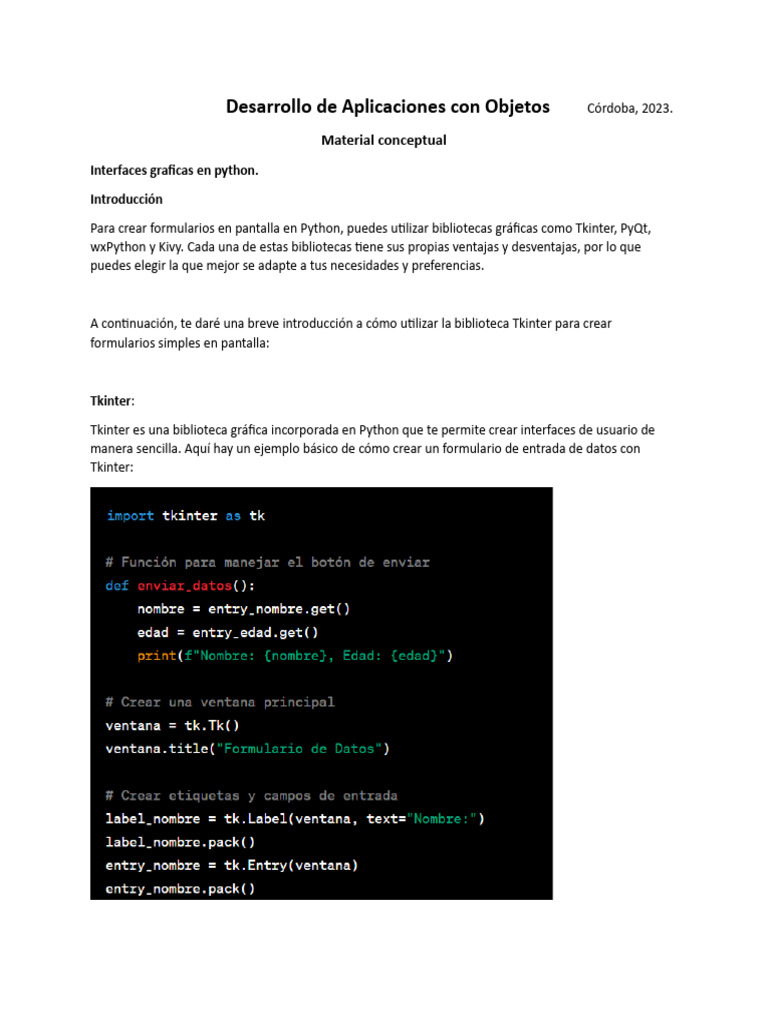 Creación de Interfaces Gráficas en Python | PDF | Interfaces gráficas ...