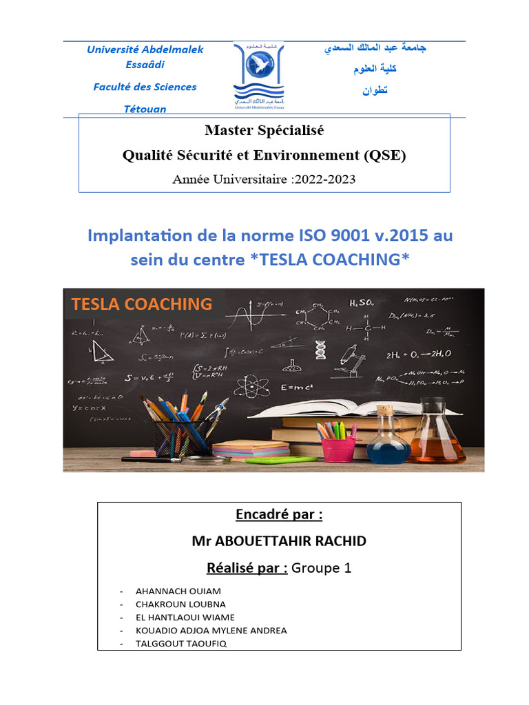 ISO 9001:2015 au Centre Tesla Coaching | PDF | Système de management de ...