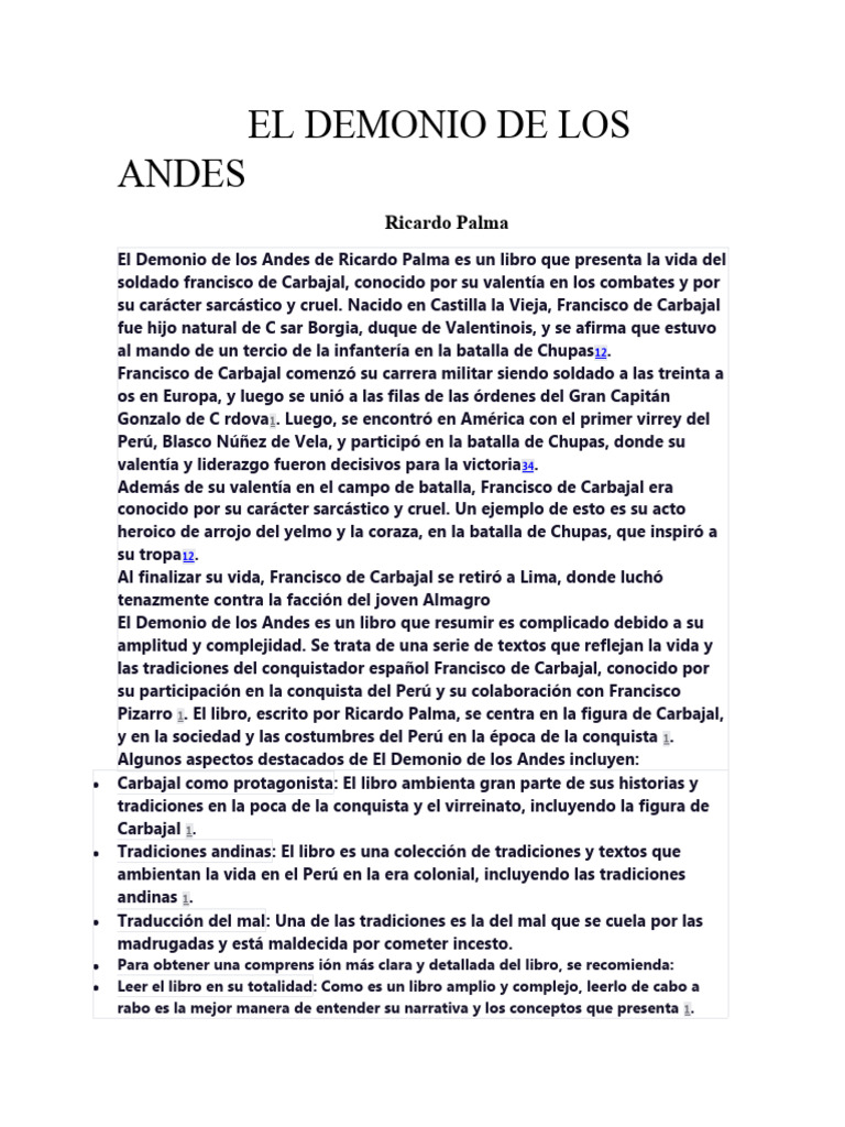 El Demonio de Los Andes | PDF