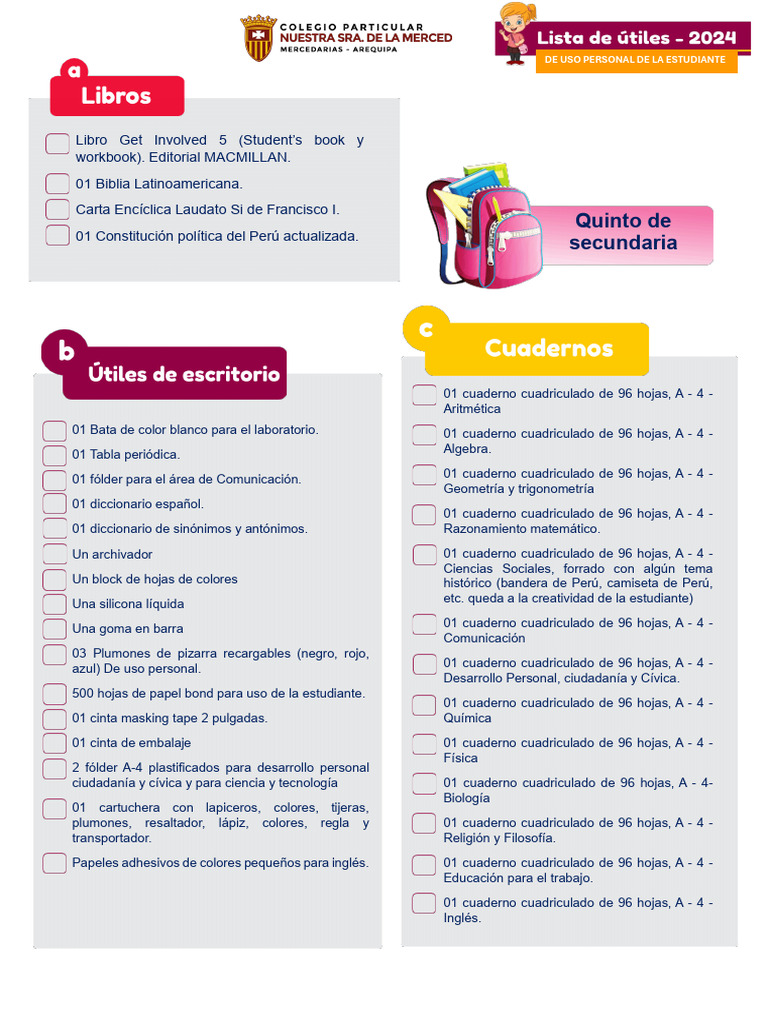 Lista de Utiles 5s | PDF