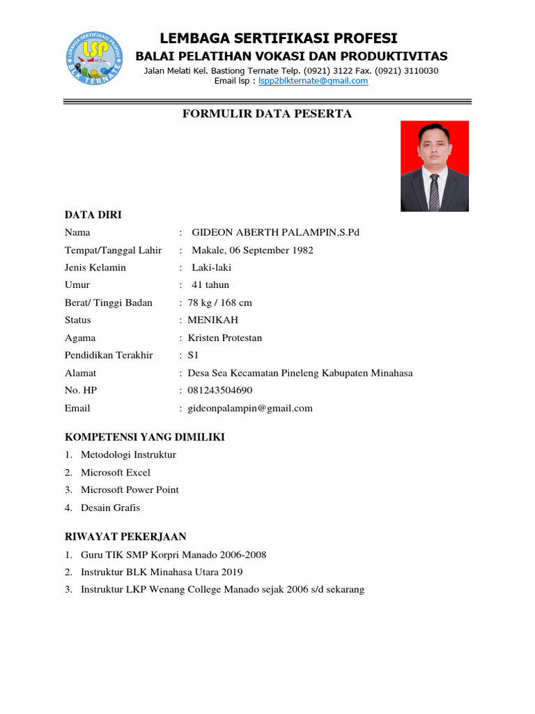 Formulir Data Peserta | PDF