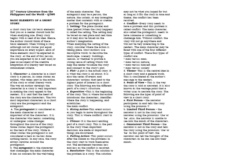 21st Century Q3W6 HANDOUTS | PDF | Narration | Plot (Narrative)