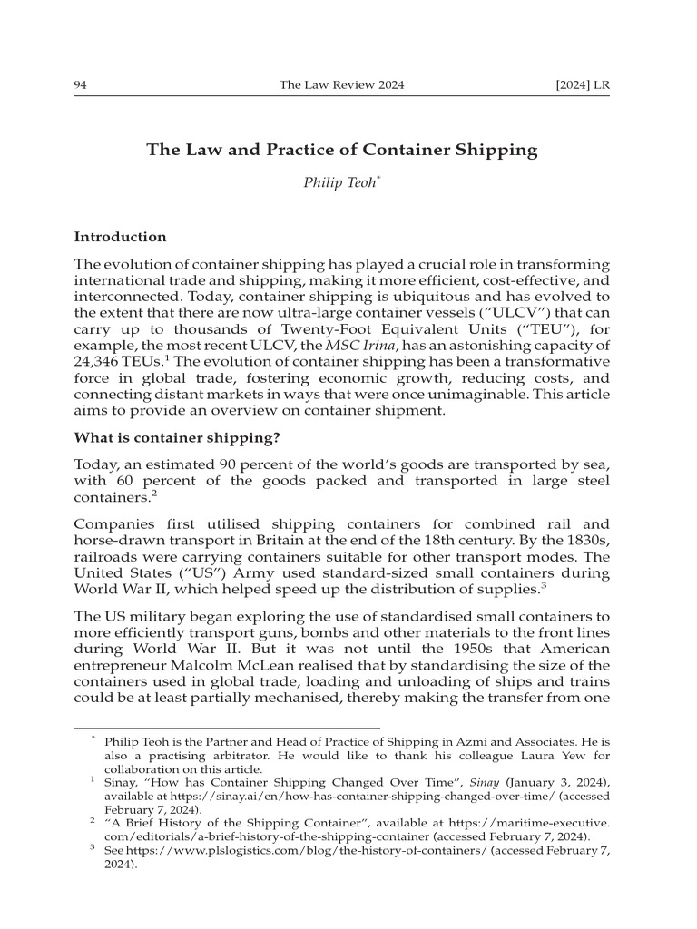 Law and Practice of Container Shipping | PDF | Containerization | Cargo