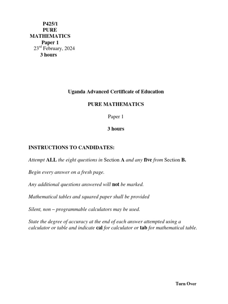 Uace Maths 1 2024 | PDF | Mathematics | Elementary Mathematics