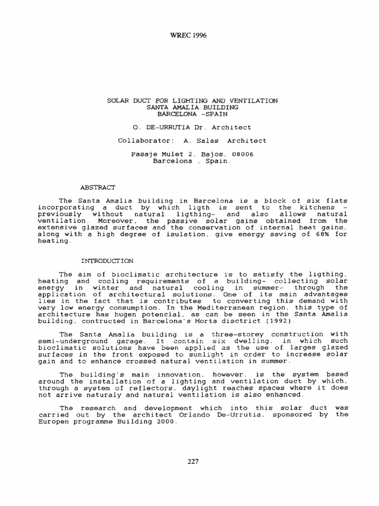 Solar Duct For Lighting and Ventilation Santa Amalia Buildin | PDF