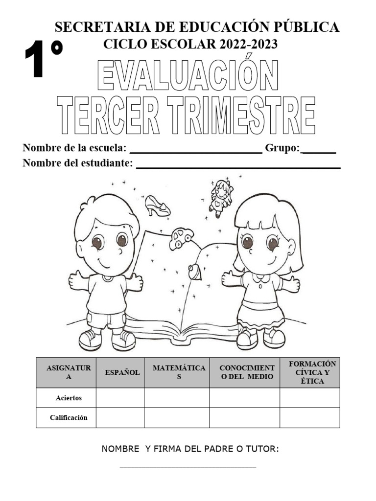 EVALUACIÓN TRIMESTRE 3 PRIMER GRADO PRONALEES XOCHITL CRUZ | PDF