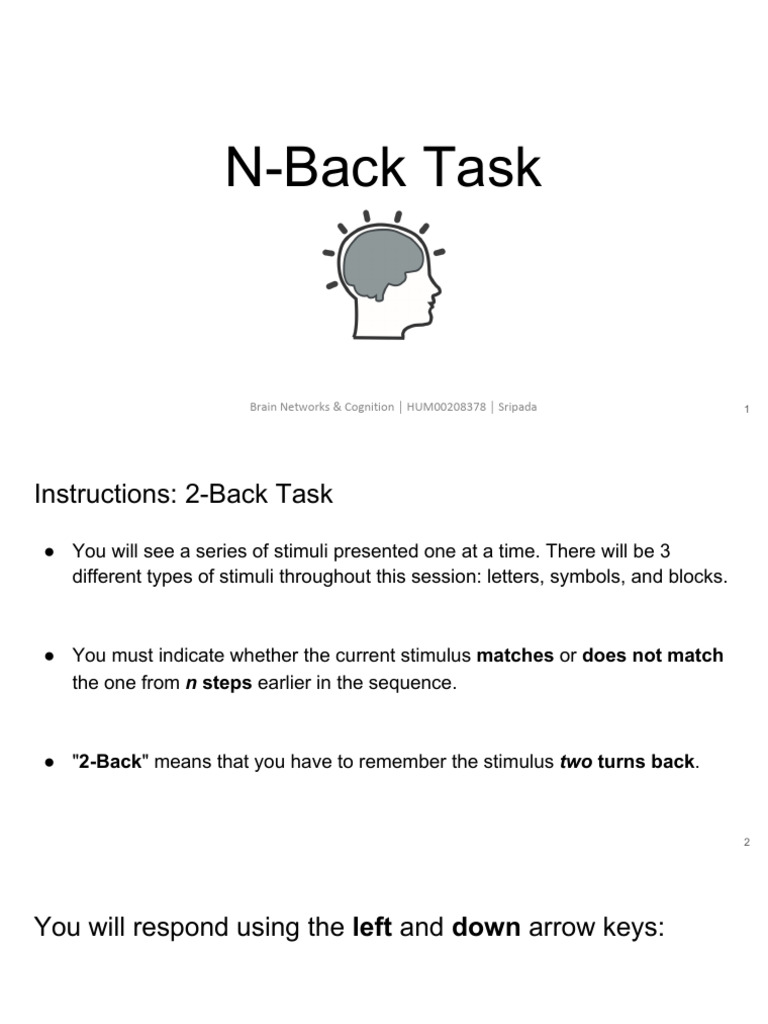 n-back task behavioral demo | PDF | Stimulus (Physiology) | Neuropsychology