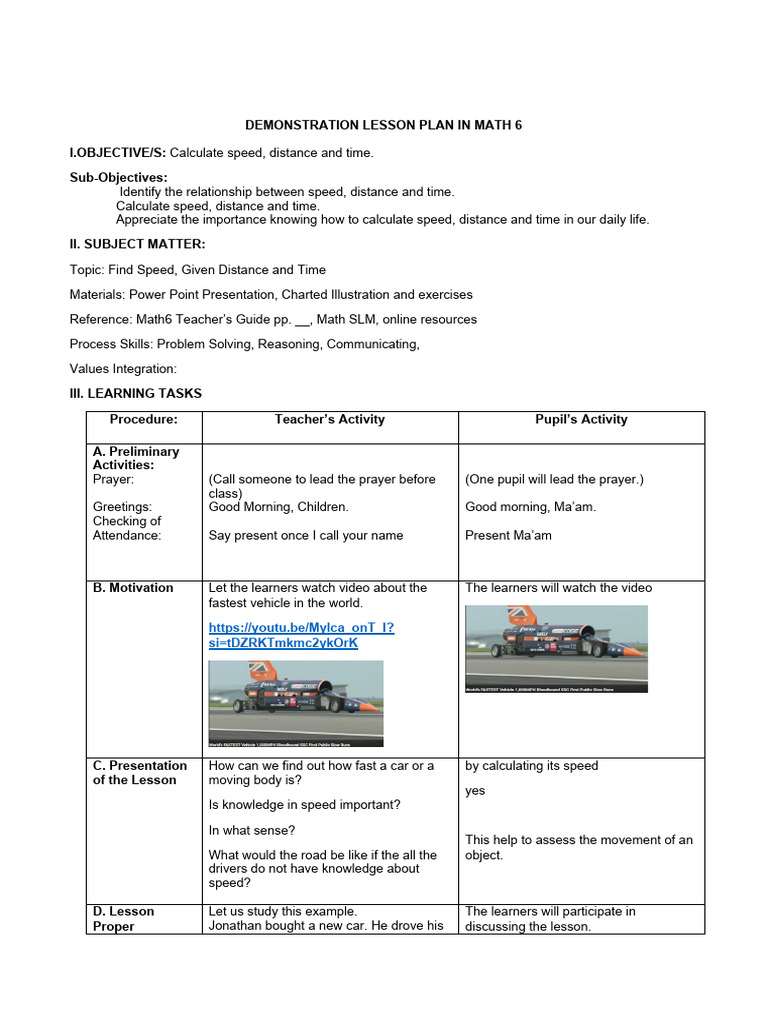 Math Demonstration | PDF | Speed | Learning