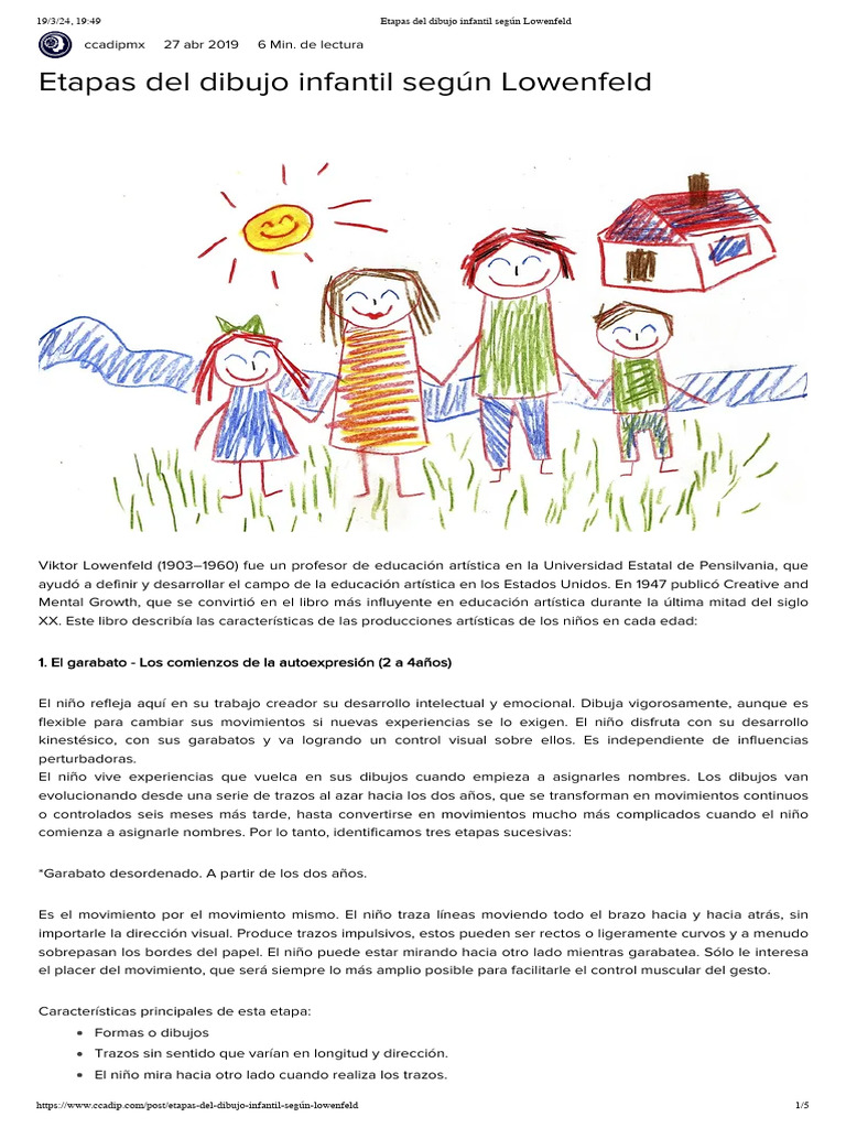 Etapas Del Dibujo Infantil Según Lowenfeld | PDF