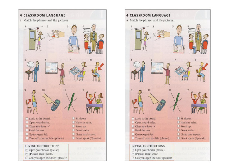 Atividade Classroom Language | PDF