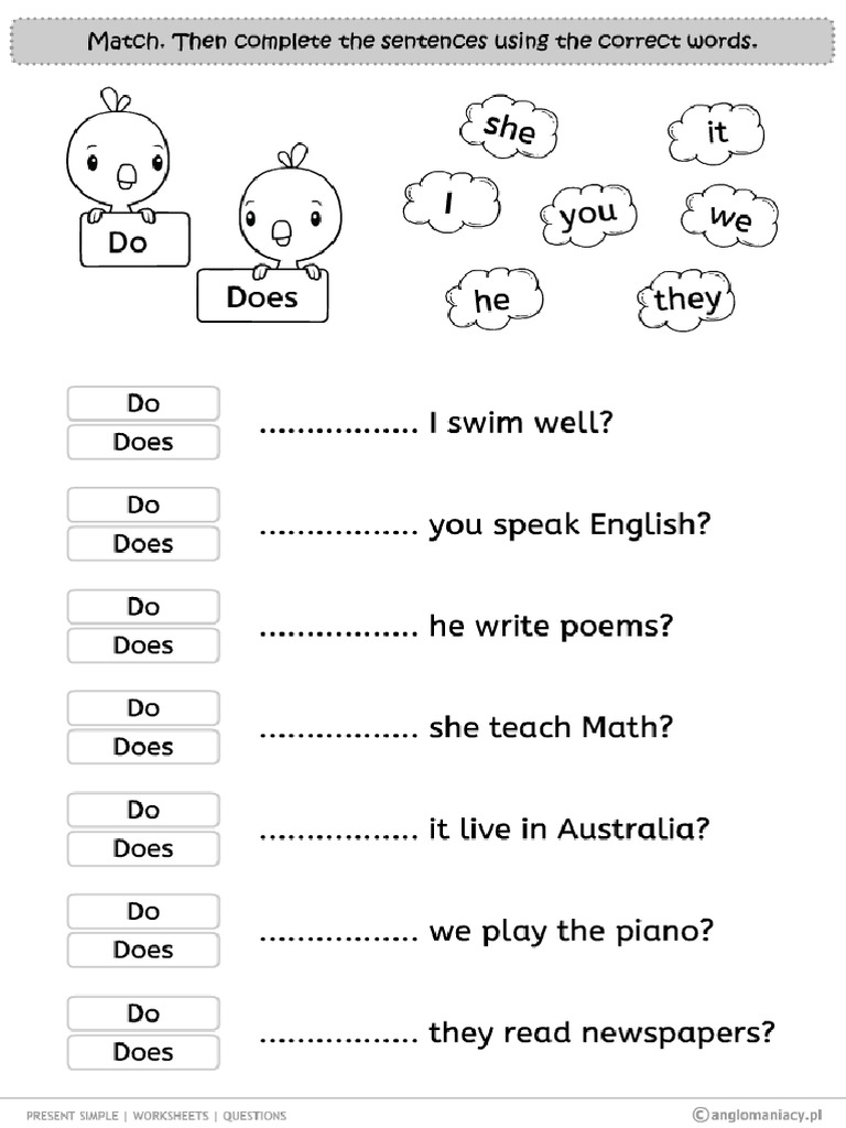 Grammar Worksheets Present Simple Questions | PDF