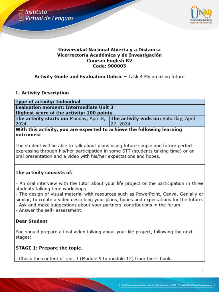 Activity Guide and Evaluation Rubric - Unit 3 - Task 4 - My Amazing ...