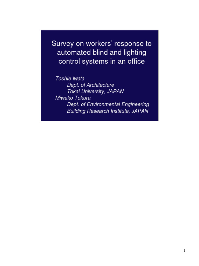 Survey Automated Blind and Lighting Control System in An Office | PDF ...