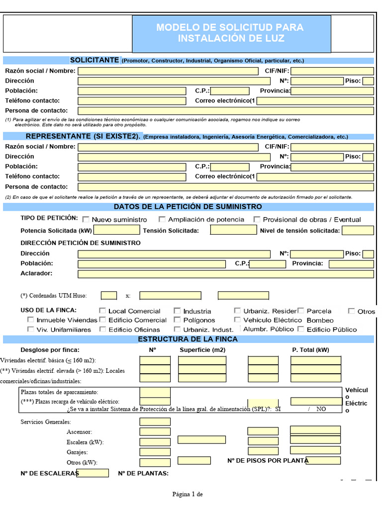 Modelo-de-Solicitud-para-Instalacion-de-Luz | PDF