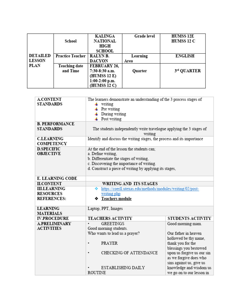 DLP1 WRITING | PDF | Learning | Writing
