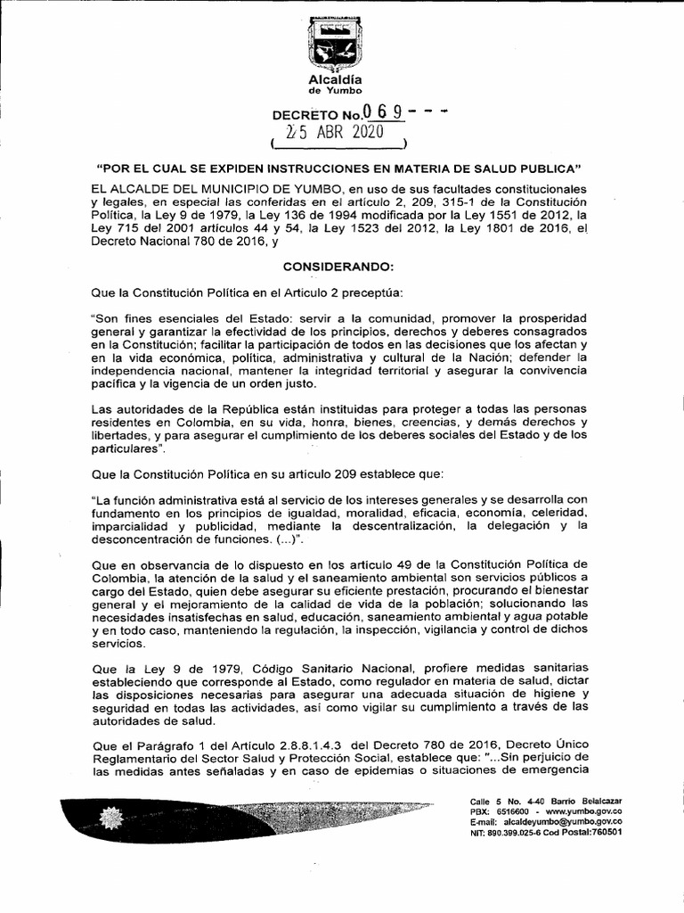 Yumbo Decreto 069 | PDF