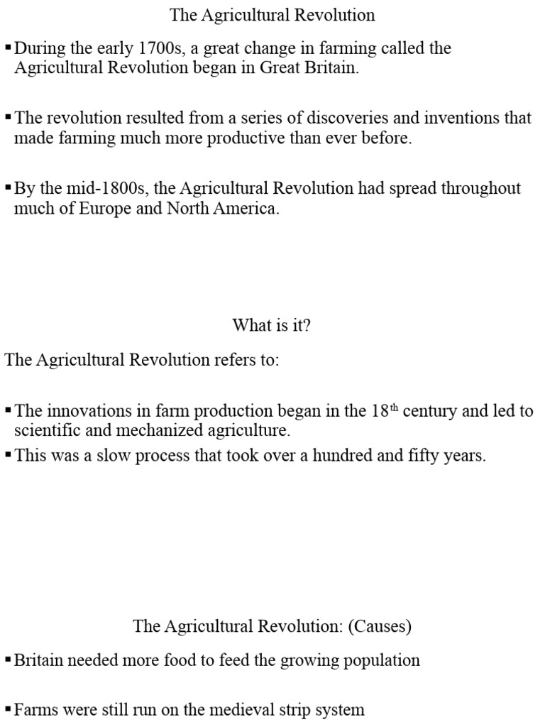 Causes and Effects of the Agricultural Revolution | PDF | Enclosure ...