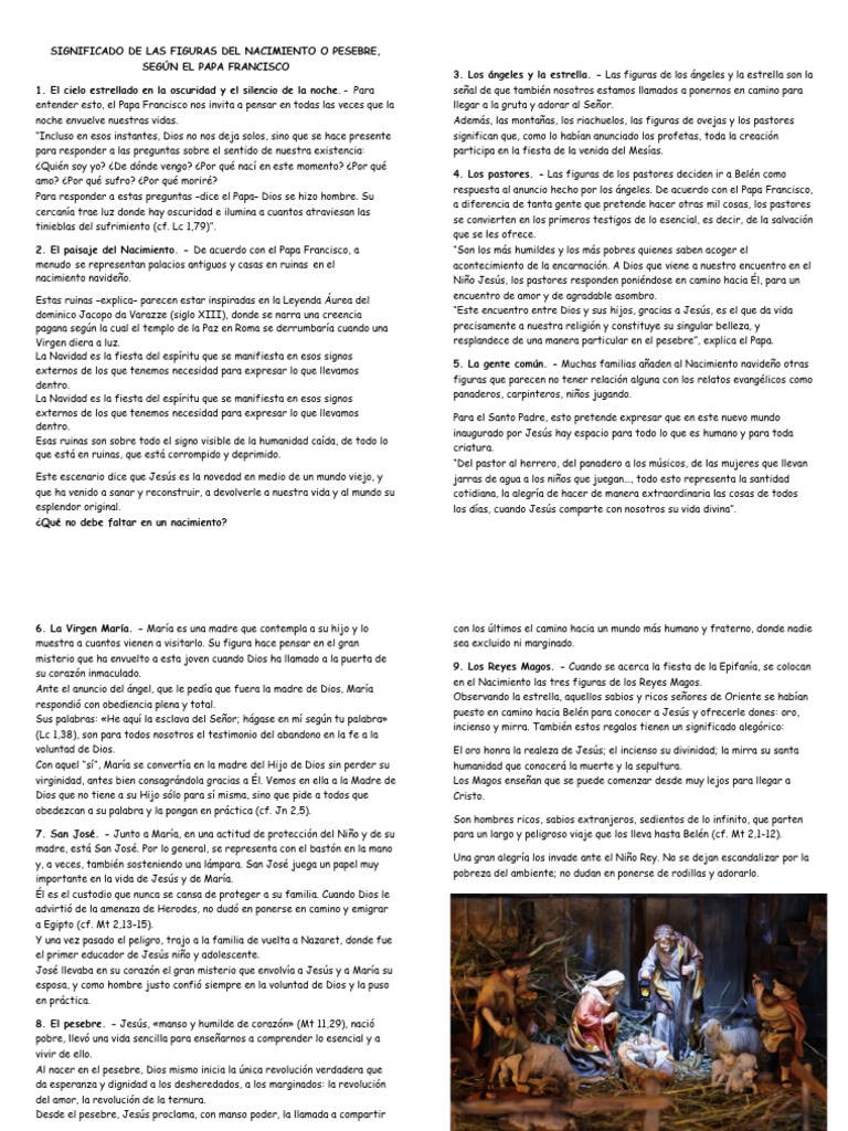 SIGNIFICADO DE LAS FIGURAS DEL NACIMIENTO O PESEBRE | PDF | María, madre de Jesús | Jesús