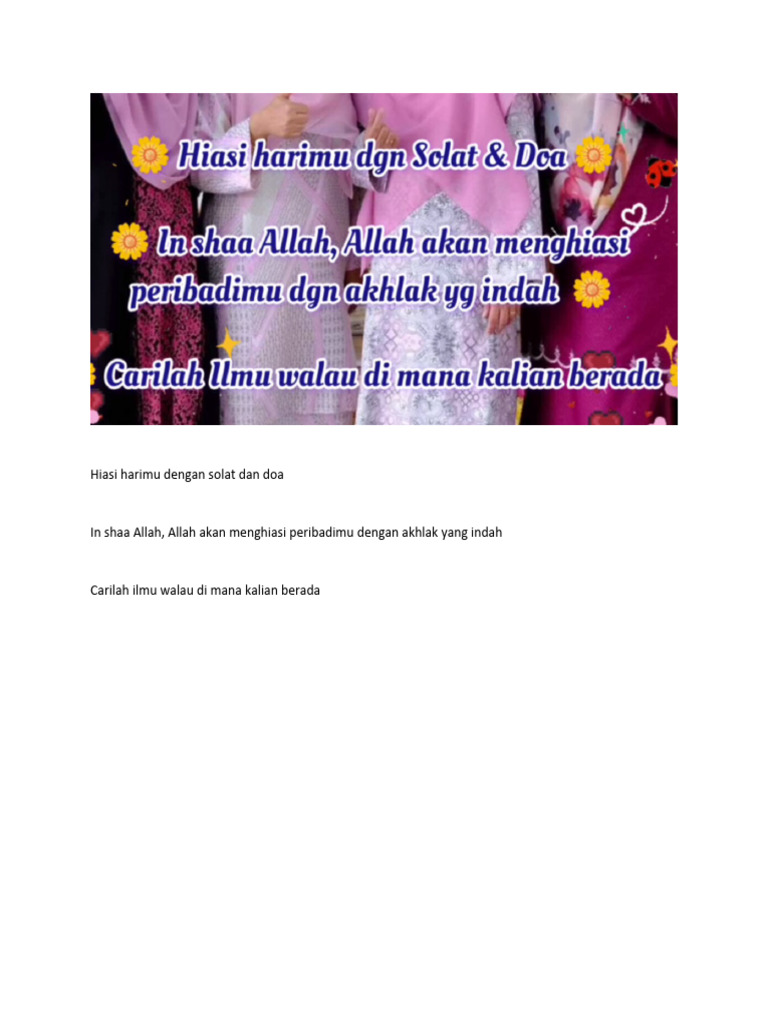 Hiasi Harimu Dengan Solat Dan Doa | PDF