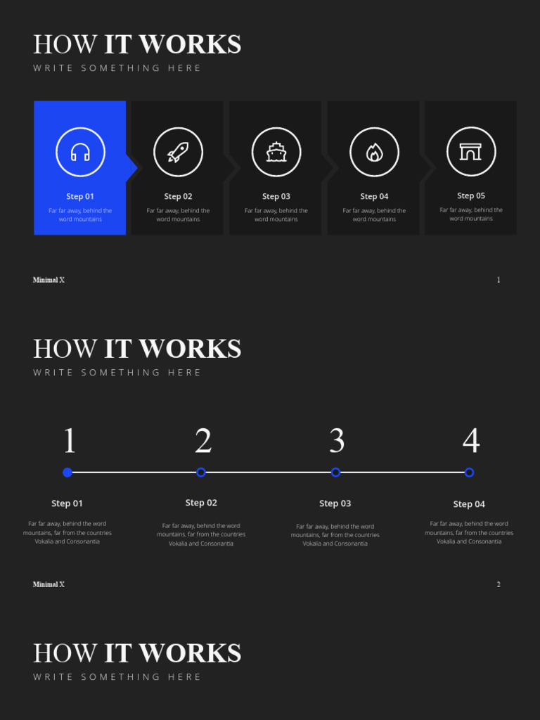 How it Works and Process Slides minimal X Dark | PDF