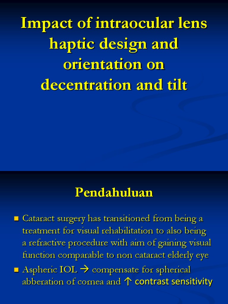 Impact of Intraocular Lens Haptic Design and Orientation | PDF | Visual ...